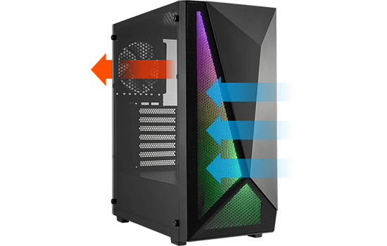 Gabinete Gamer FSP CMT195A, Mid Tower, ATX, Sem Fonte, Com 4 Fans, Preto