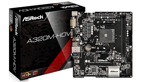 Placa Mãe ASRock A320M-HDV, Chipset A320, AMD AM4, mATX, DDR4