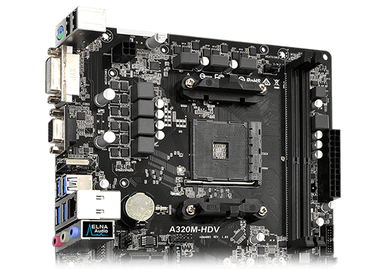 Placa Mãe ASRock A320M-HDV, Chipset A320, AMD AM4, mATX, DDR4