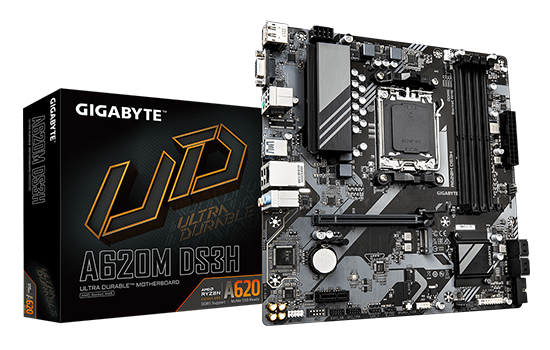 Placa Mãe Gigabyte A620M DS3H, Chipset B620, AMD AM5, MATX, DDR5