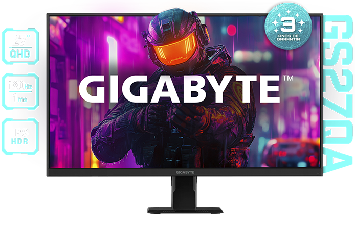 Monitor Gamer Gigabyte GS27QA, 27 Pol, Quad HD, 180Hz, 1Ms, FreeSync ...