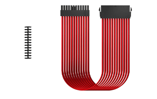 Cabo Sleeved DeepCool, 24 Pinos, 30cm, Vermelho, DP-EC300-24P-RD