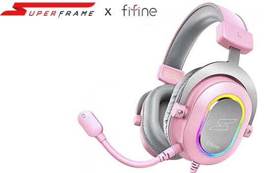 Headset Gamer Fifine SFH6, 7.1 RGB, USB, Pink, Drivers 50mm