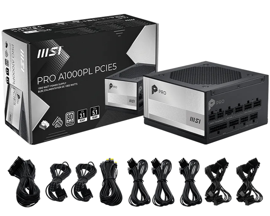 Fonte MSI PRO A1000PL 1000W 80 Plus Platinum Modular | Terabyte