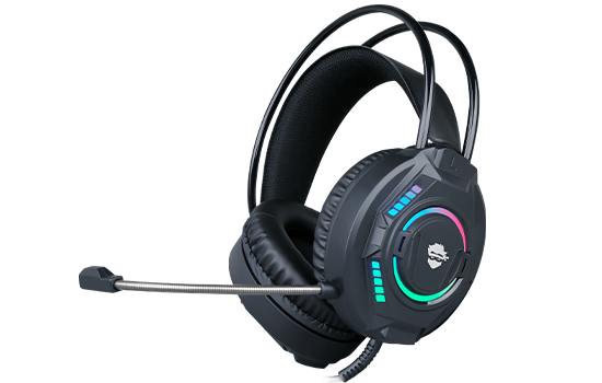 Headset Gamer Ninja Rainbow, 3.5mm + USB, PC, RGB, Drivers 50mm, Black