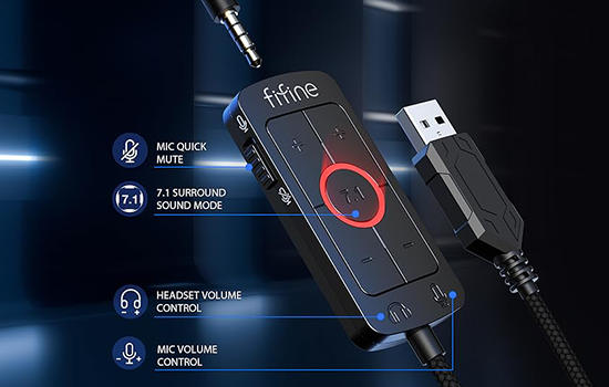 Headset Gamer Fifine Ampligame H9, 7.1 Surround, Driver de 50mm, USB e ...