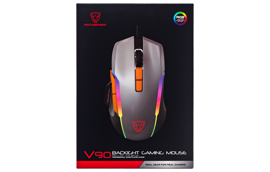 Mouse Gamer Motospeed V90 5000 DPI, RGB Backlight, Grey, FMSMS0081CIZ