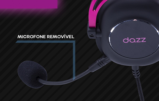 Headset Gamer Dazz FT3 Ultra Leve, USB 2.0/P3, 7.1 Virtual, Black/Pink ...