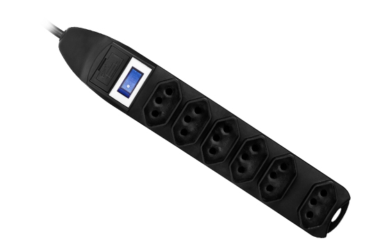 Filtro de Linha Fortrek 6 Tomadas, 1M, Black, PST101
