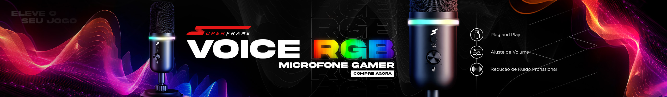 Microfone Gamer Condensador Fifine A2, USB, RGB, Black
