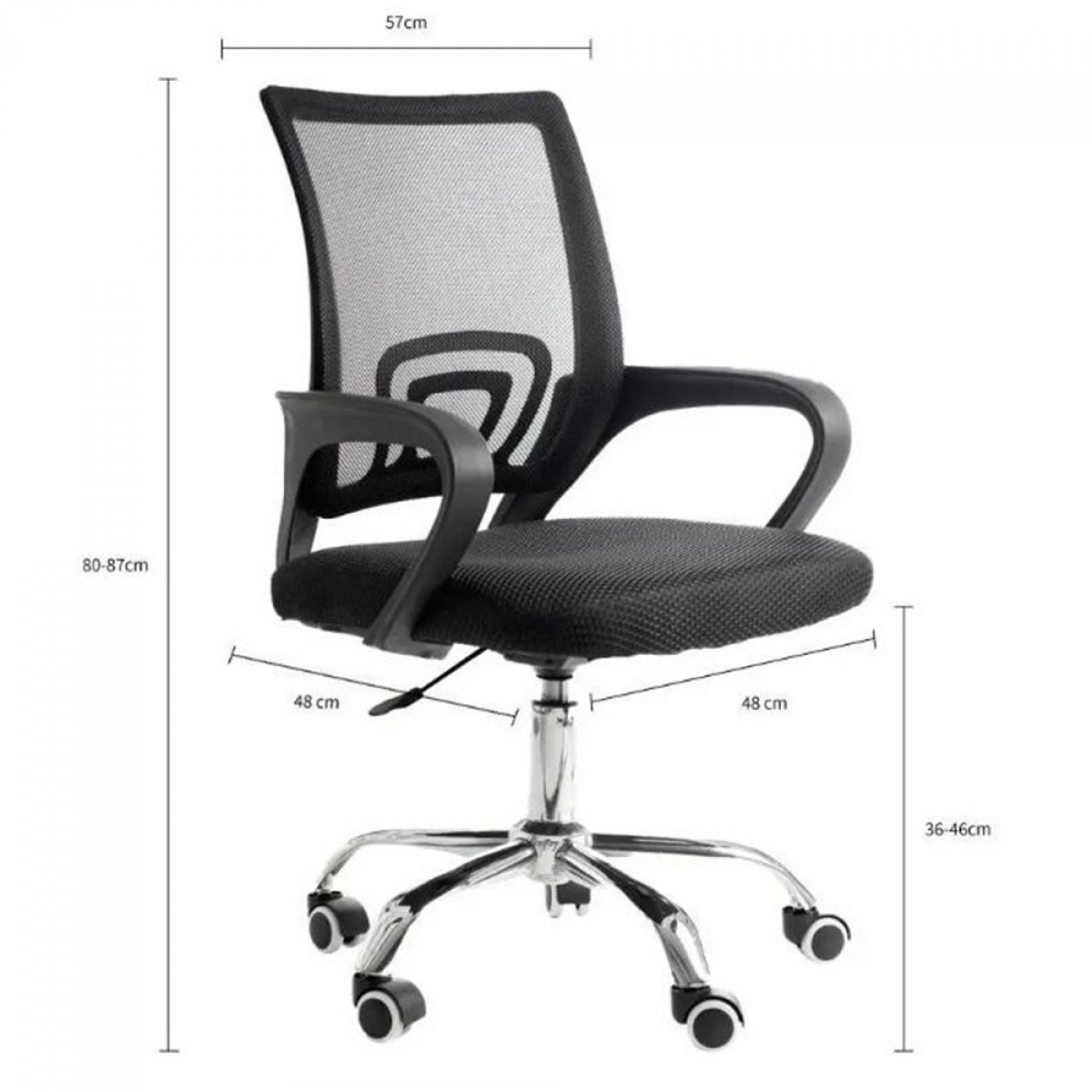 Cadeira de Escritório Fortt, Base Cromada, Preta, FORTT 1050