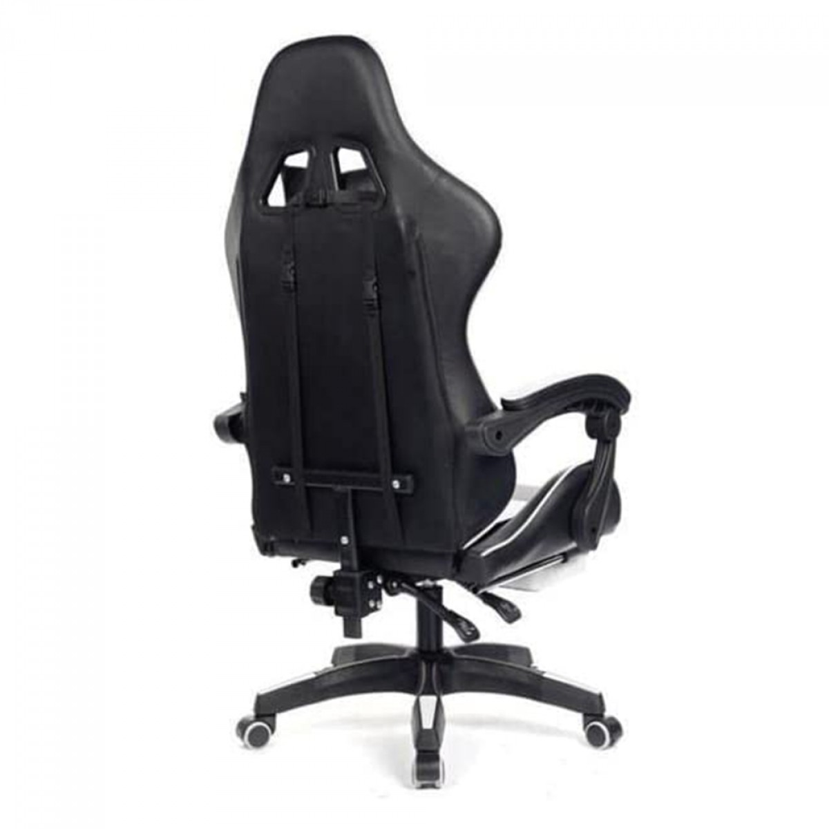 Cadeira Gamer PCTop Racer, Reclinável, Preta e Branca, Suporta Até 120KG