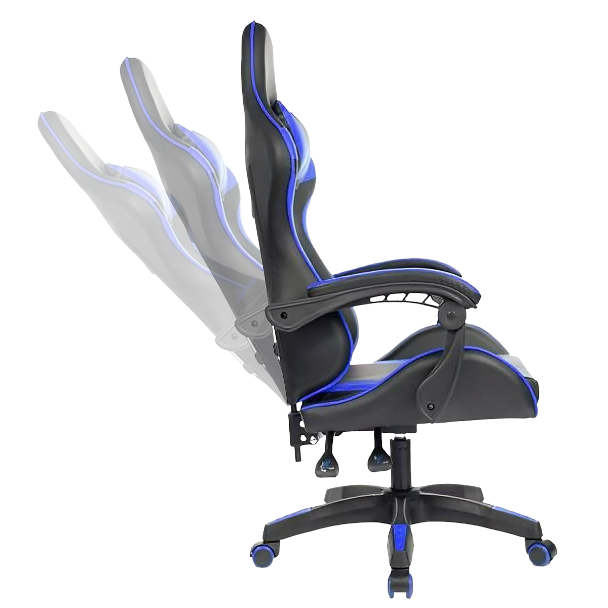 Cadeira Gamer PCTop Strike, Reclinável, Preta e Azul, Suporta Até 120KG