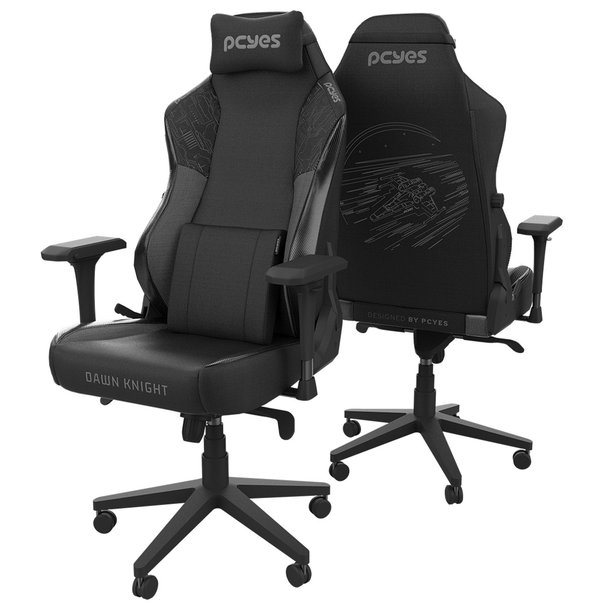 Cadeira Gamer PCYes Ultimate Dawn Knight, Tecido, Ajustável, Reclinável, 4D, Preto, PCGU-DK