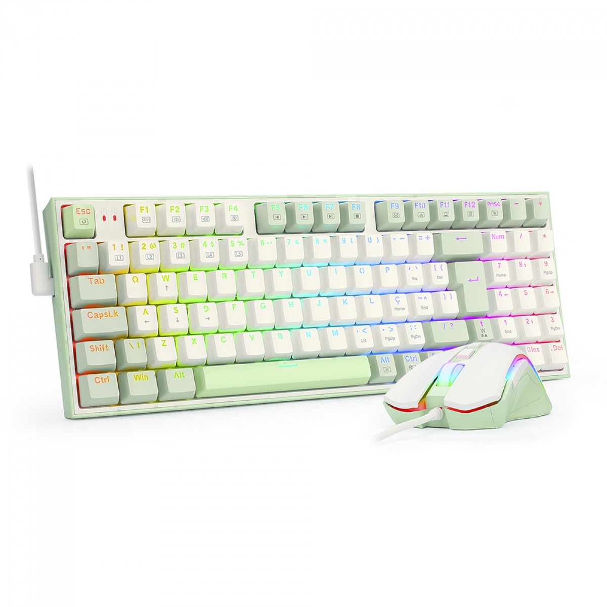 Combo Gamer Teclado e Mouse Redragon Ultime Gaming Rig, RGB, Branco e ...