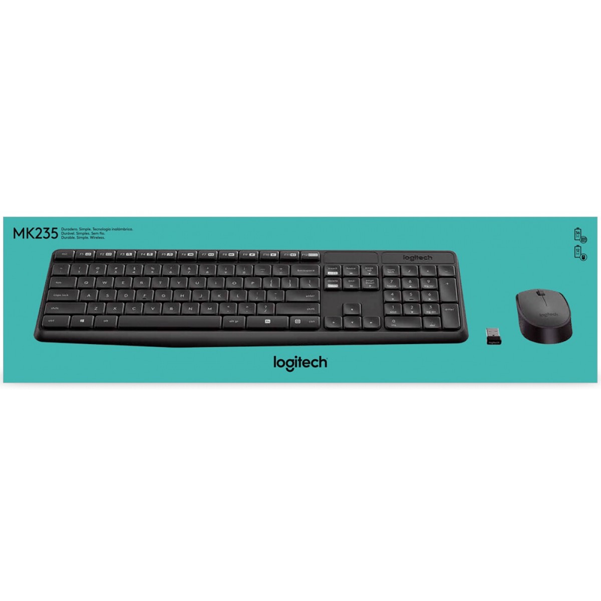 Combo Gamer Teclado e Mouse Logitech MK235, Grey, ABNT2 - Open Box
