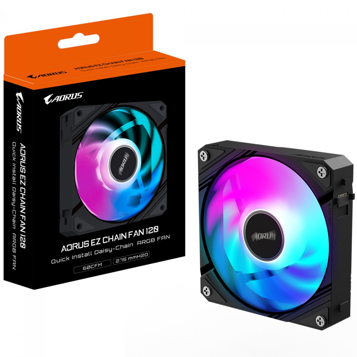 Fan Gigabyte Aorus EZ Chain 120mm ARGB Preto | Terabyte