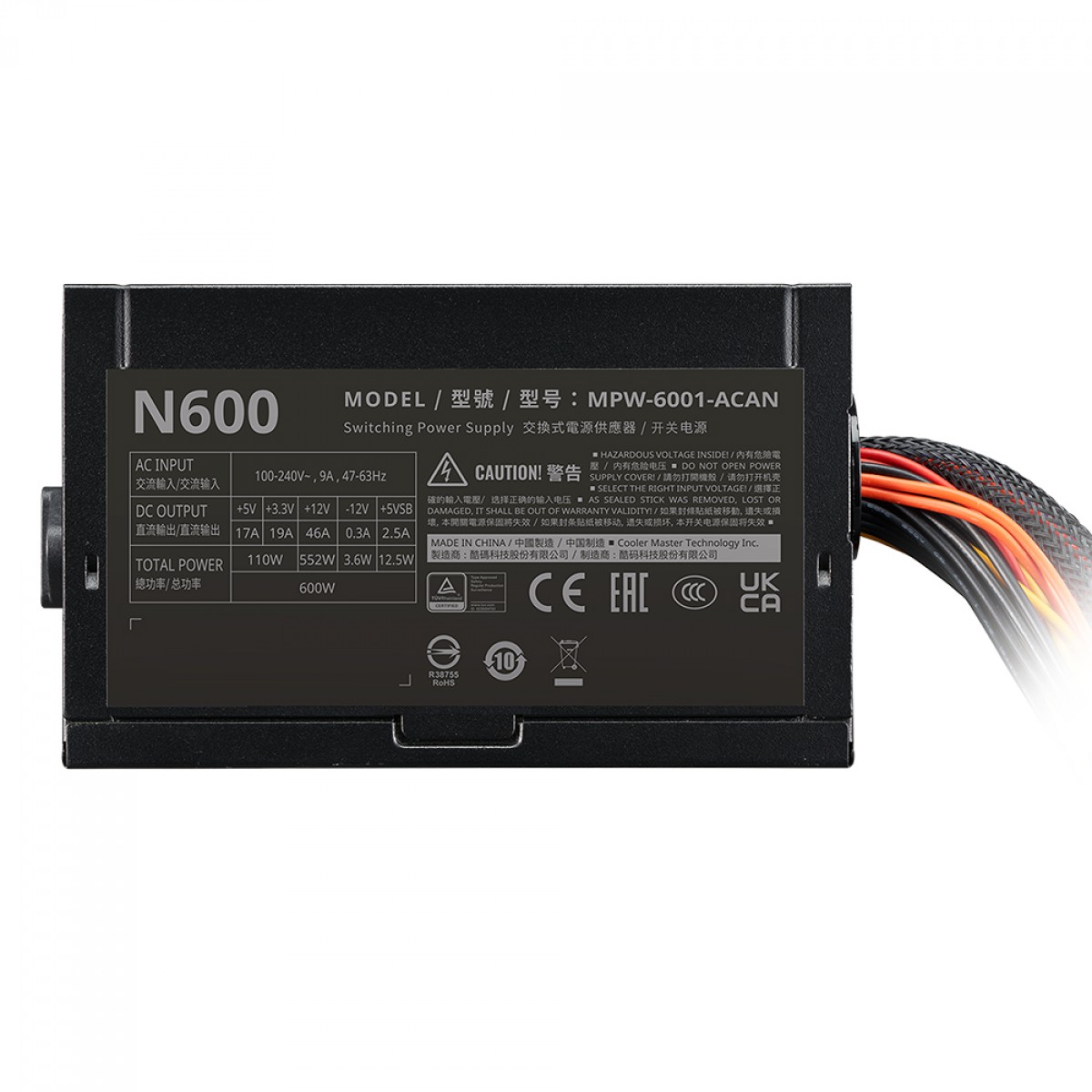 Fonte Cooler Master Elite NEX N600, 600W, PFC Ativo, Black, MPW-6001 ...