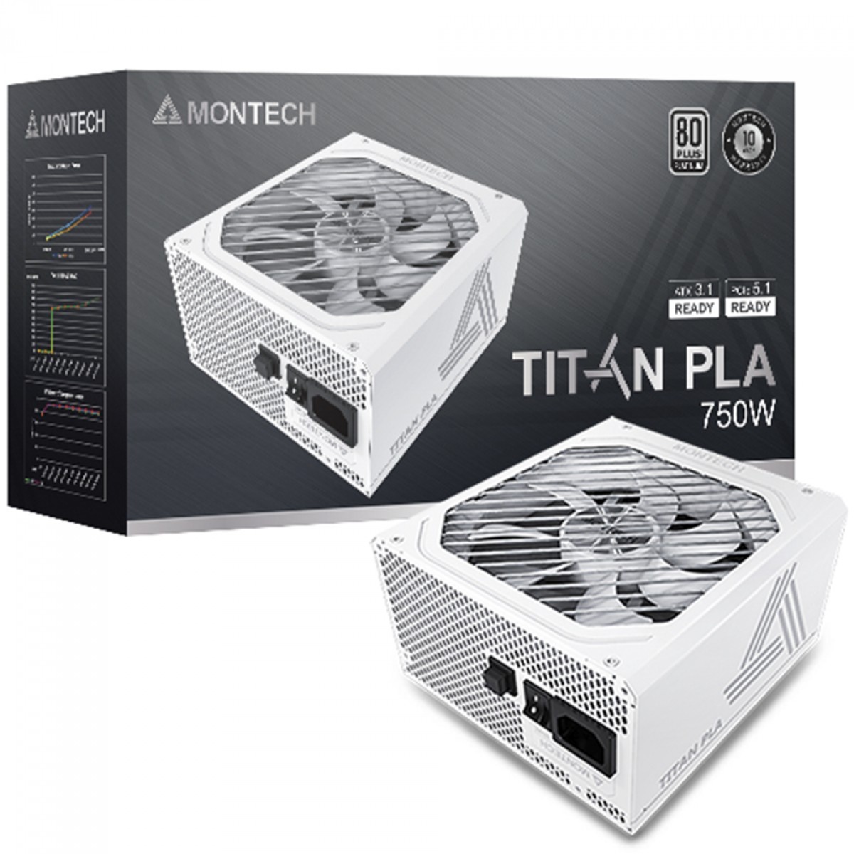 Fonte Montech Titan PLA, 750W, 80 Plus Platinum, PFC Ativo, ATX 3.1 ...