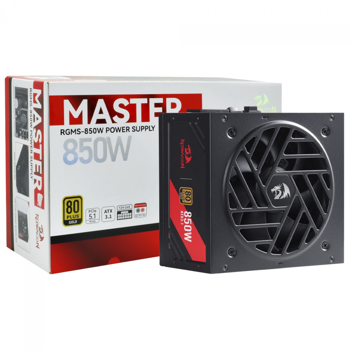 Fonte Redragon Master RGMS 850W, 80 Plus Gold, PFC Ativo, PCIe 5.1, ATX ...