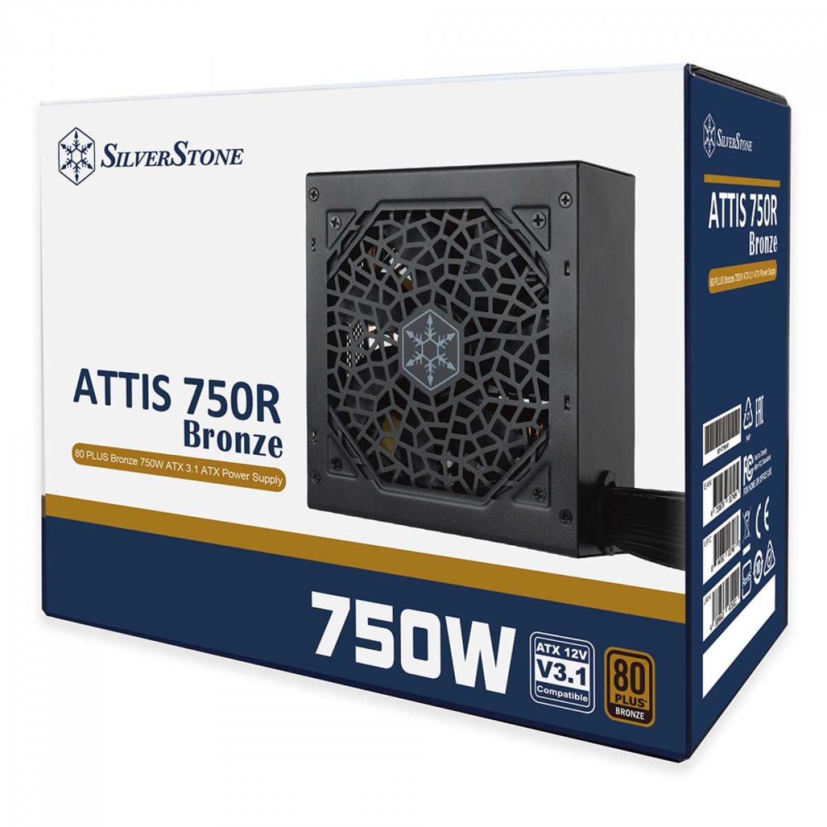 Fonte SilverStone ATTIS 750R, 750W, 80 Plus Bronze, PFC Ativo, Cabos ...