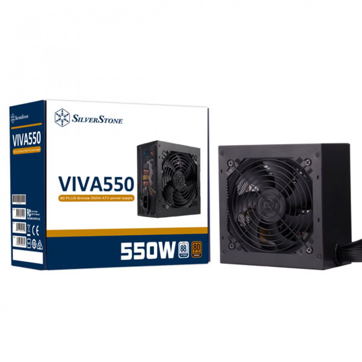 Fonte SilverStone VIVA 550, 550W, 80 Plus Bronze, PFC Ativo, SST-VA550-B