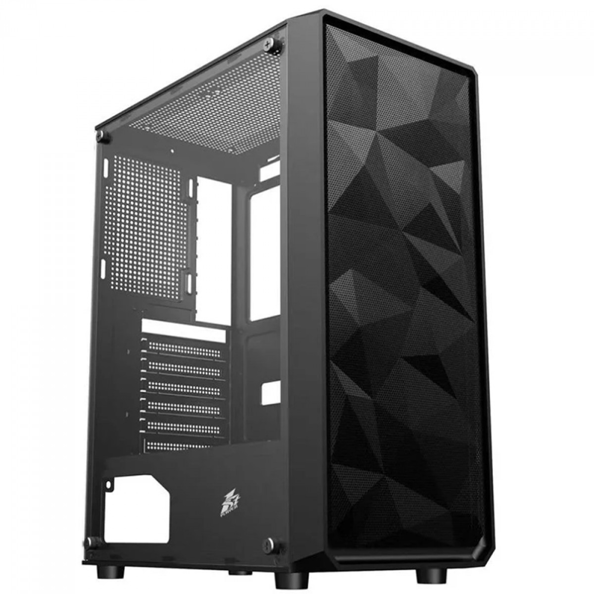 Gabinete Gamer 1STPLAYER FD3-BK, Mid Tower, Vidro Temperado, ATX, Black, Sem Fonte, Sem Fan