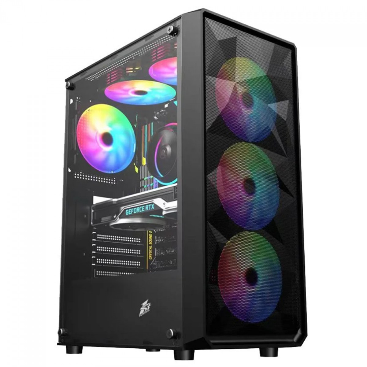 Gabinete Gamer 1STPLAYER FD3-BK, Mid Tower, Vidro Temperado, ATX, Black, Sem Fonte, Sem Fan