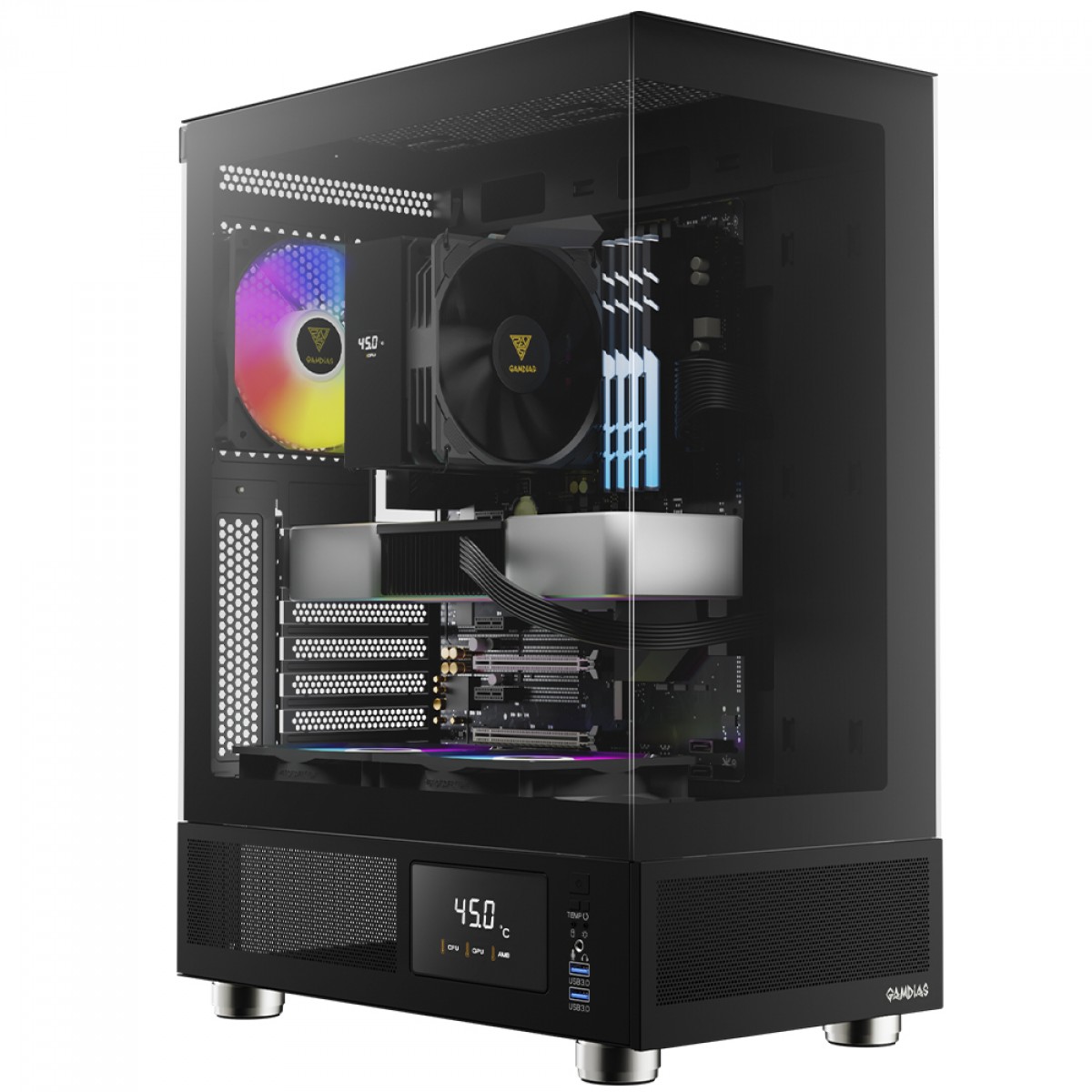 Gabinete Gamer Gamdias Atlas E1, Mid Tower, Display Digital, Vidro ...