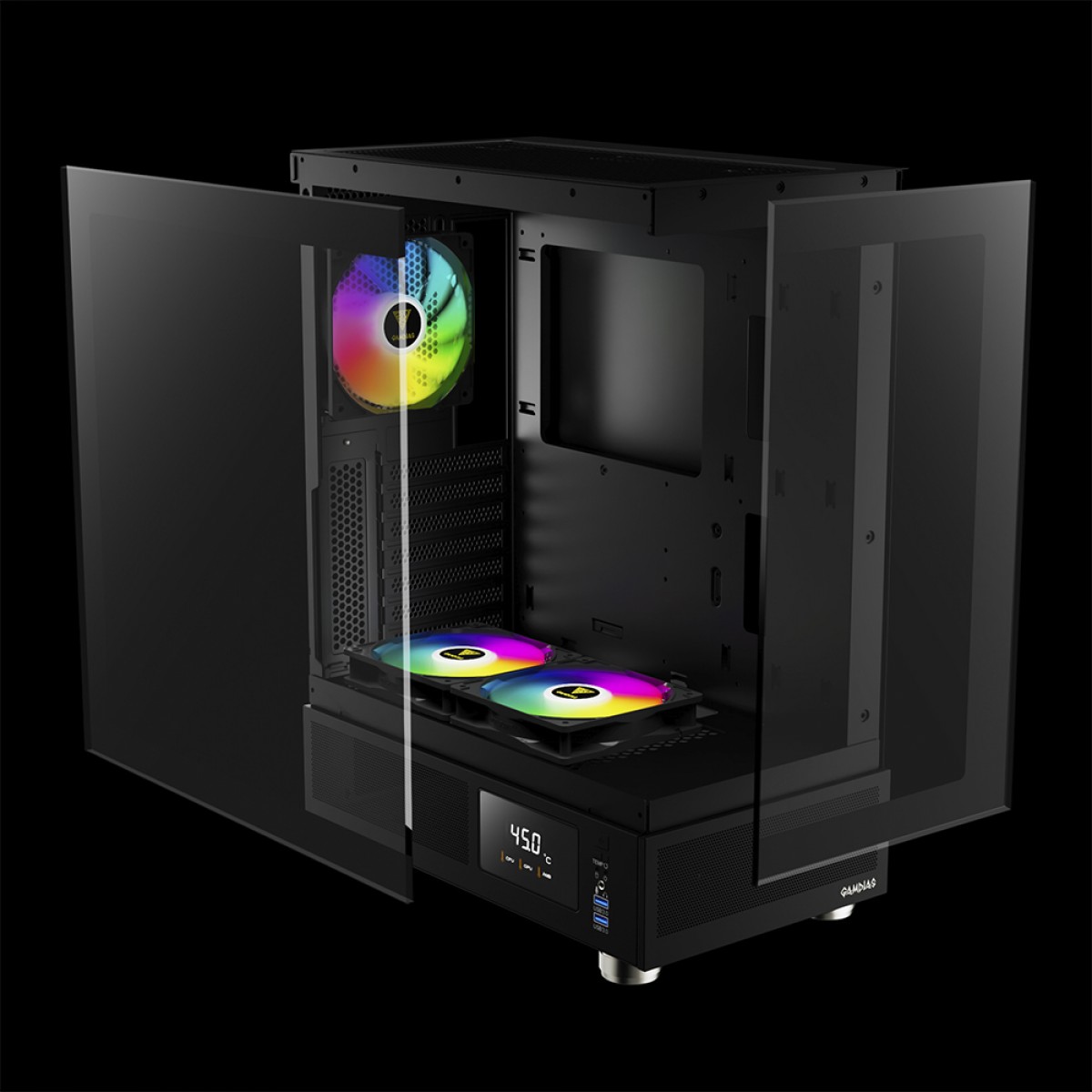 Gabinete Gamer Gamdias Atlas E1, Mid Tower, Display Digital, Vidro ...