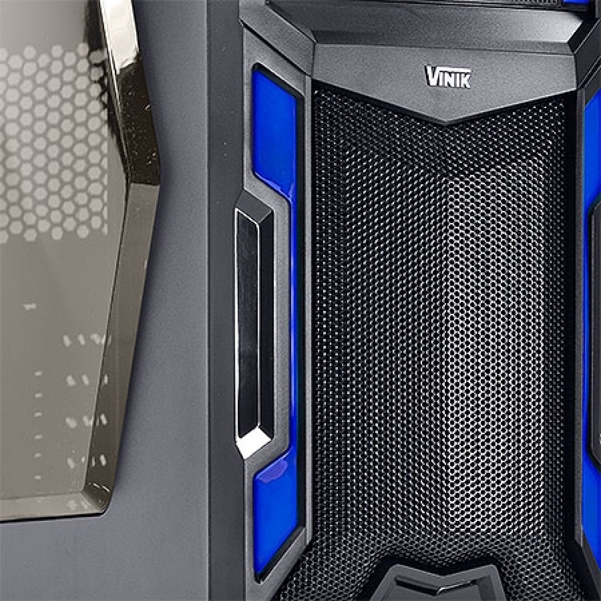 Gabinete Gamer Vinik VX Typhoon Window, Mid Tower, Black-Blue, Sem Fonte