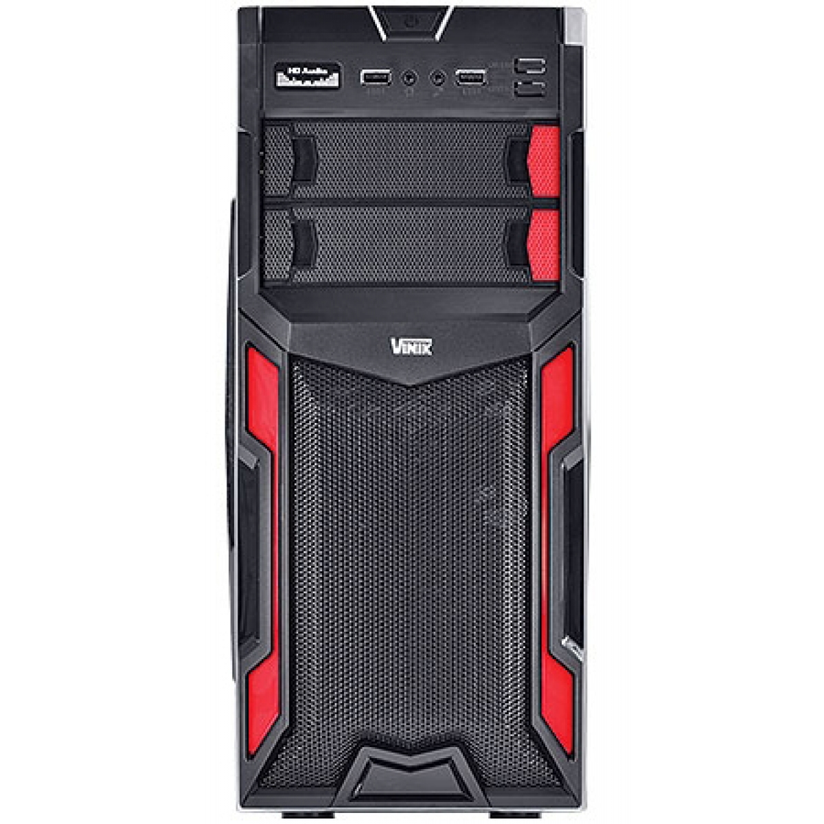 Gabinete Gamer Vinik VX Typhoon Window, Mid Tower, Black-Red, Sem Fonte