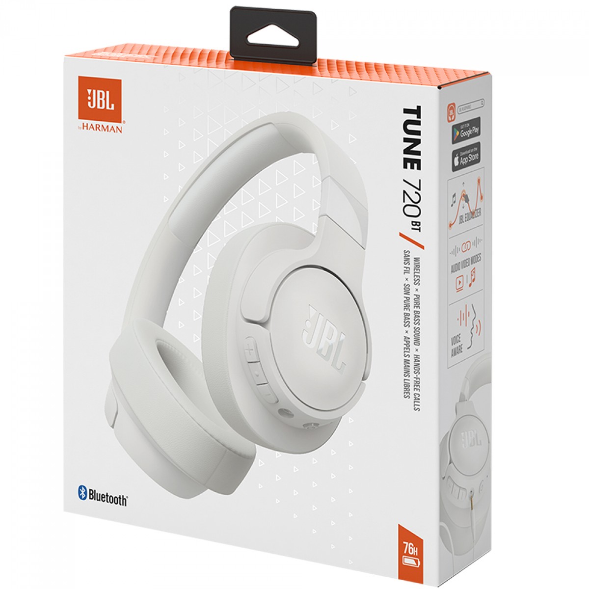 Headphone JBL Tune 720BT, Bluetooth, Drivers De 40mm, Pure Bass, Branco ...