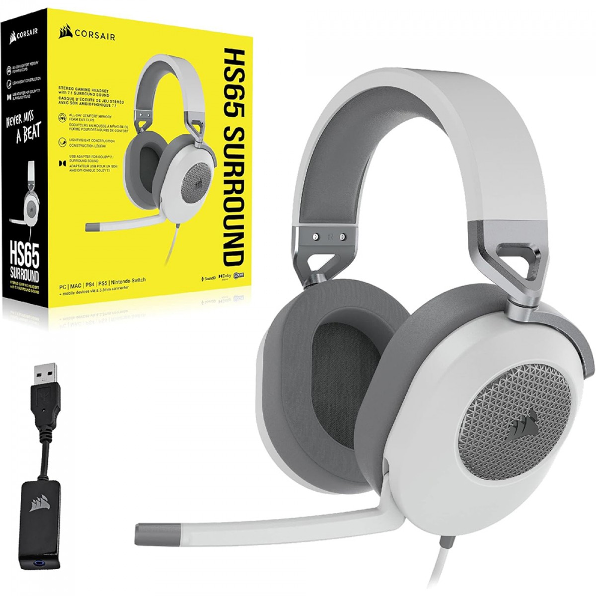 Headset Gamer Corsair HS65 Surround, Drivers de 50mm, 7.1 Surround, 3 ...