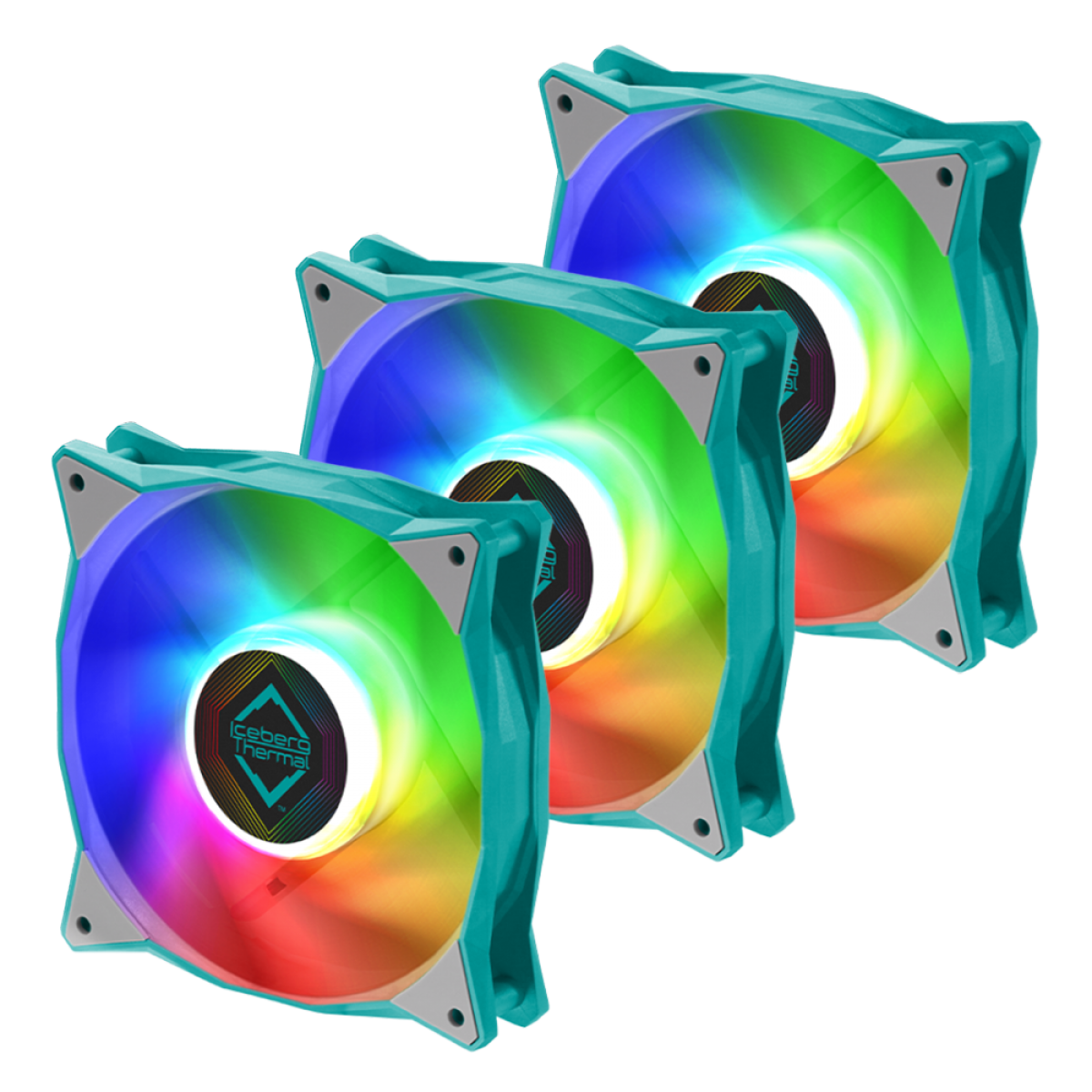 Kit Fan Com 3 Unidades Iceberg Thermal IceGale ARGB, 120mm, Blue