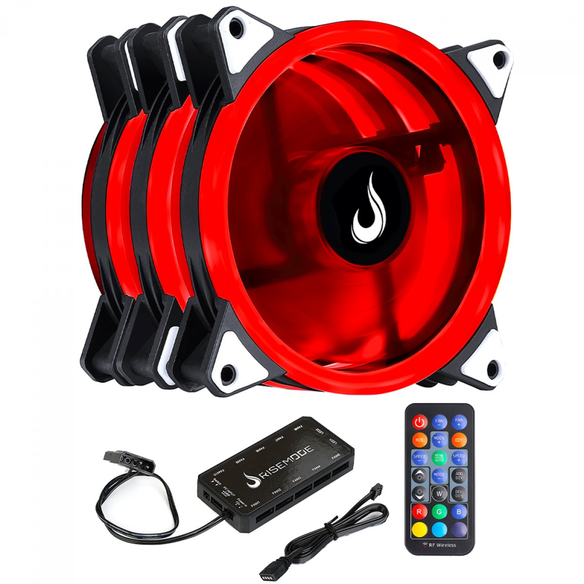 Kit Fan com 3 Unidades Rise Mode Smart, RGB, 120mm, Com Controladora ...