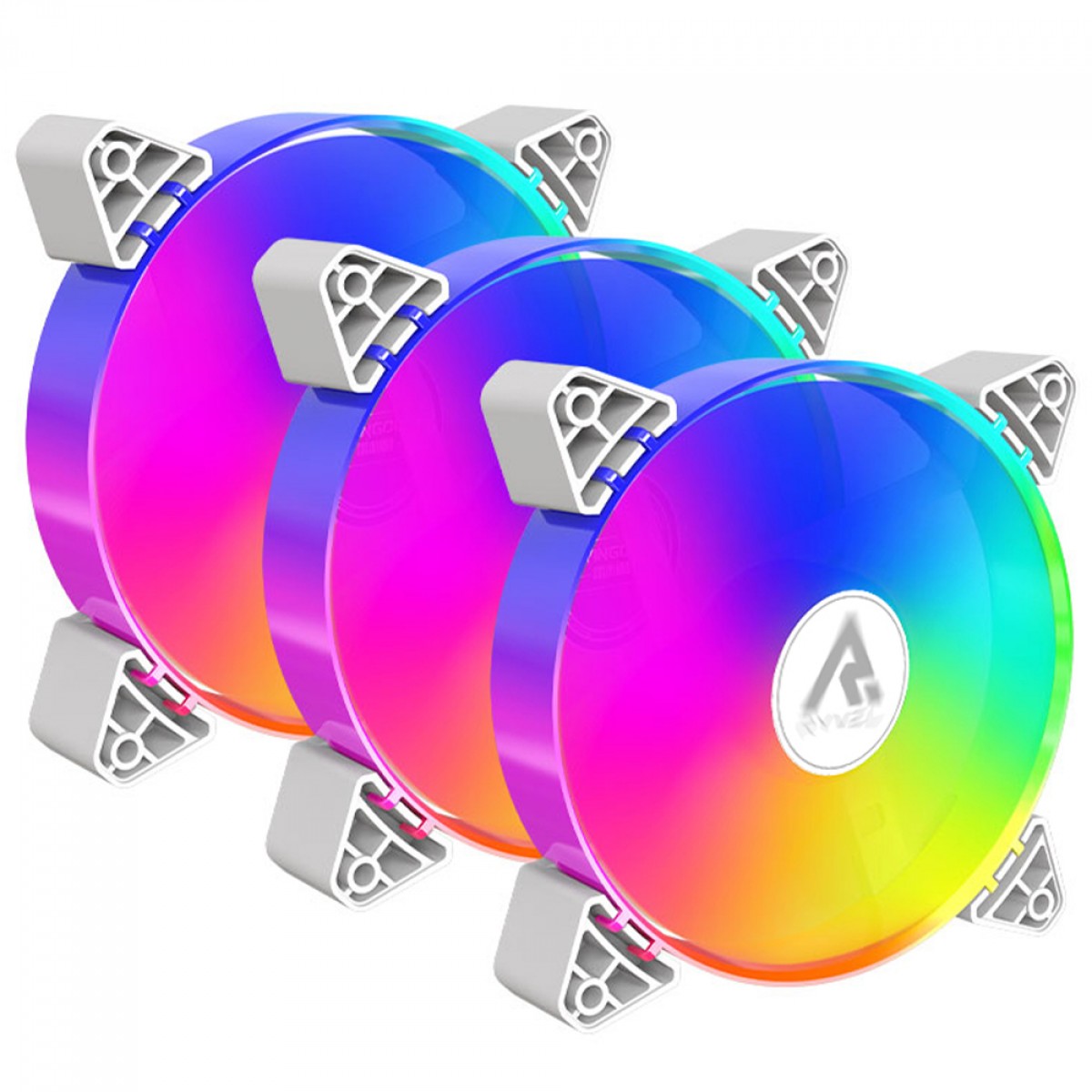 Kit Fan Com 3 Unidades Ryvel Snowy White, ARGB, 120mm, Com Controladora, Branco, RY-FN-SW-WT