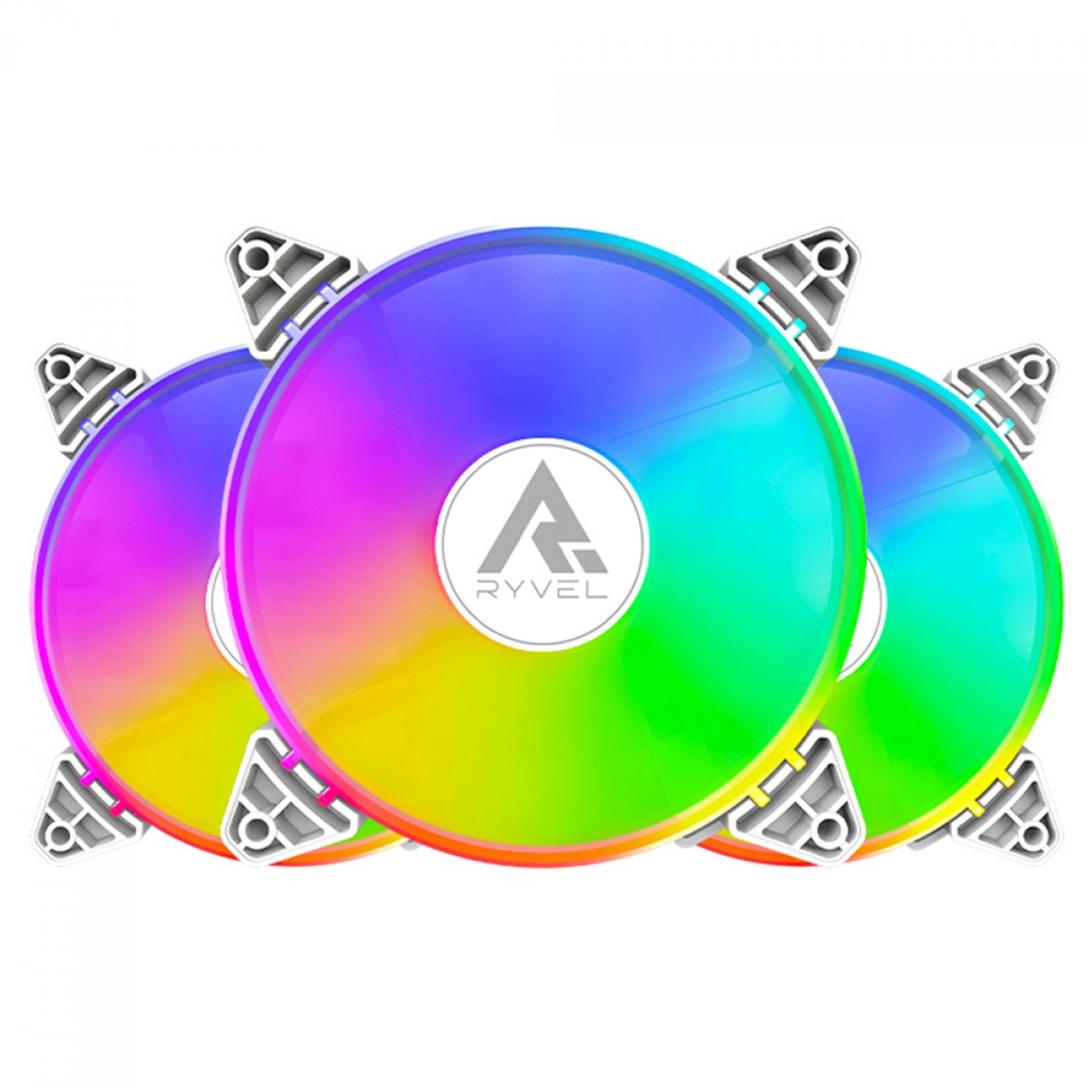 Kit Fan Com 3 Unidades Ryvel Snowy White, ARGB, 120mm, Com Controladora, Branco, RY-FN-SW-WT