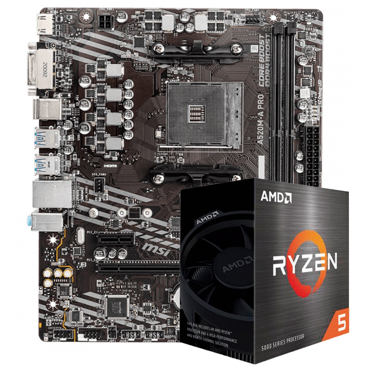 Kit Upgrade AMD Ryzen 5 4500, Placa Mãe Chipset A520
