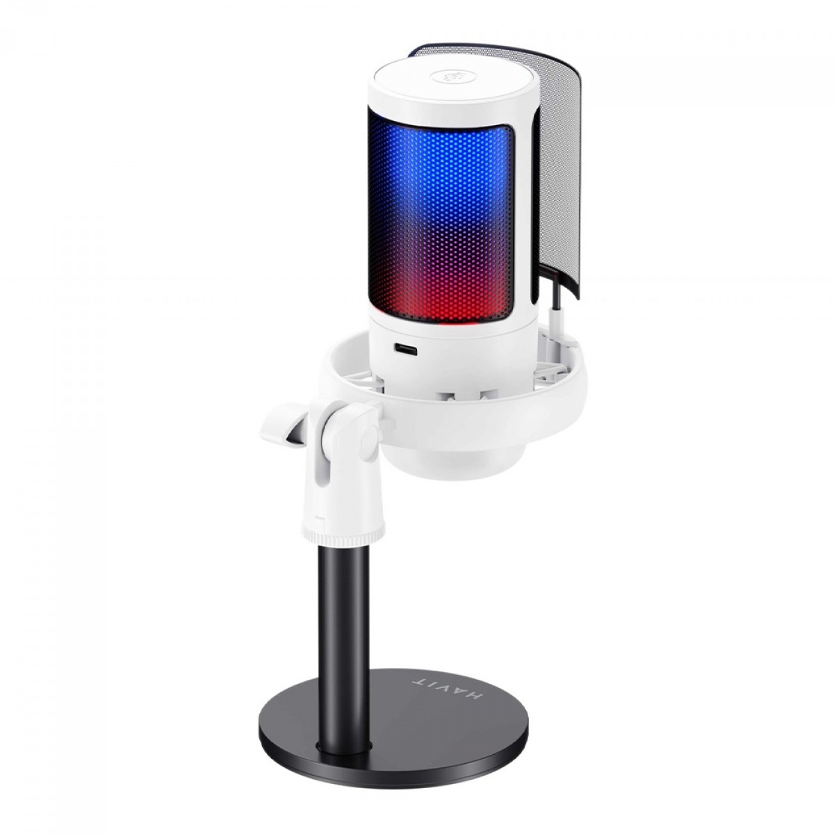 Microfone Gamer Havit Gamenote GK50W, RGB, USB, Branco