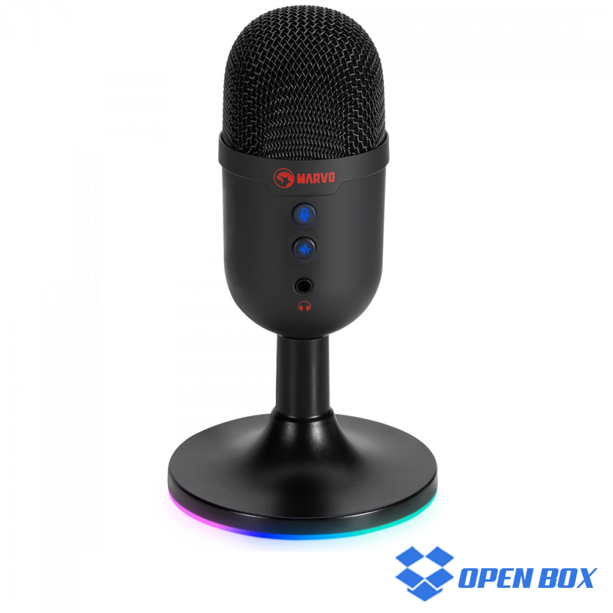 Microfone Marvo, RGB, USB, Black, MIC-06 BK - Open Box