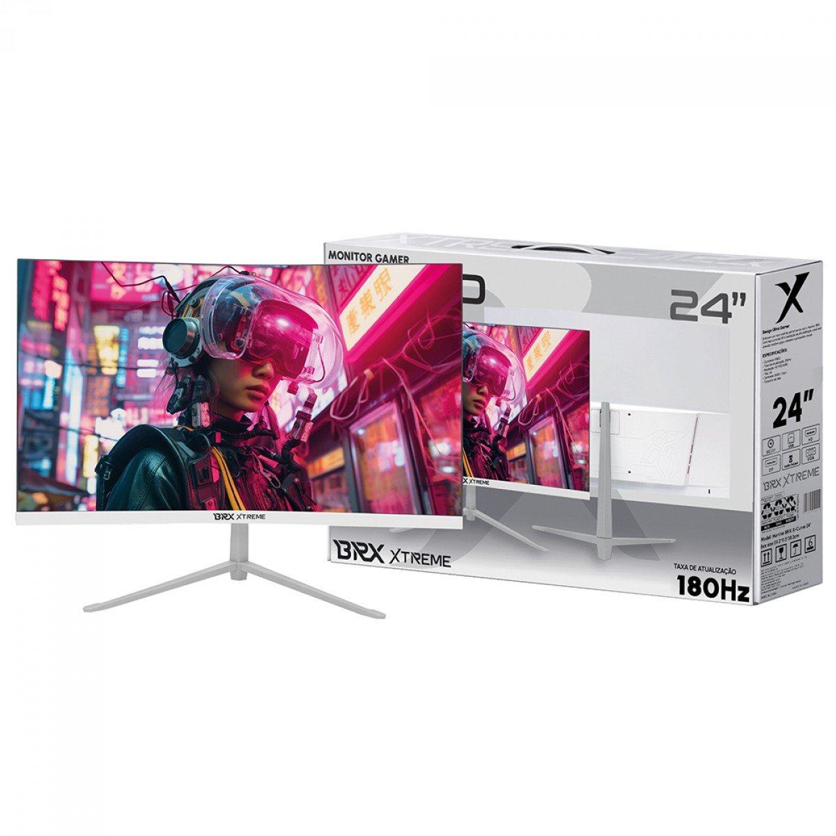 Monitor Gamer BRX Streme, 24 Pol, Full HD, Curvo, 180Hz, VA, HDMI/DP ...