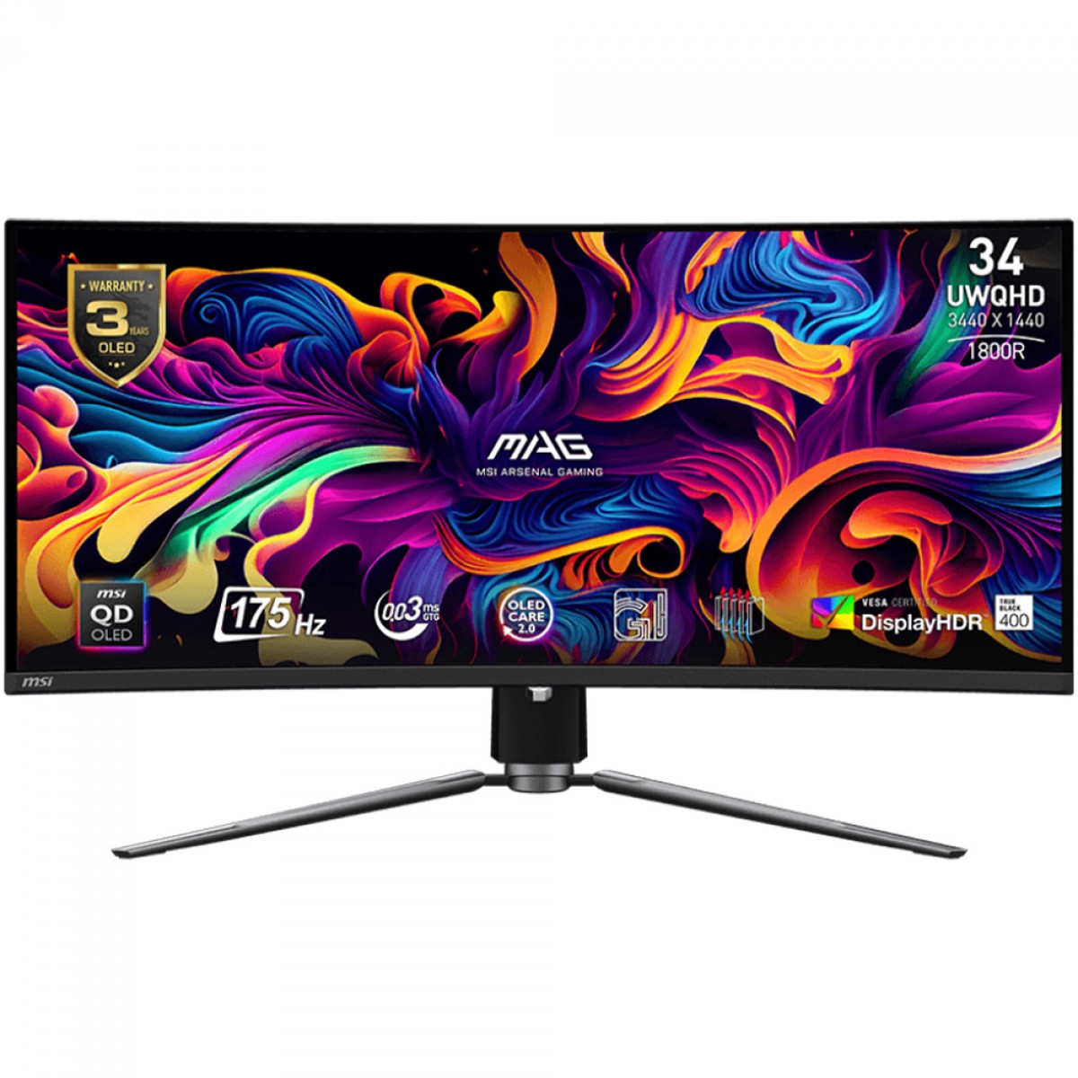 Monitor Gamer MSI MAG 341CQP, 34 Pol, Curvo, UltraWide, QD-OLED, UWQHD ...