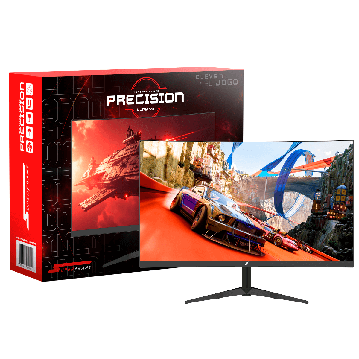 Monitor Gamer SuperFrame Precision Ultra V3, 23.6 Pol, Curvo, Full HD ...