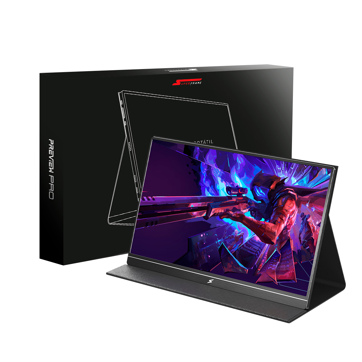 Monitor Portátil SuperFrame Preview Pro, 16.1 Pol, Full HD, 144Hz, IPS