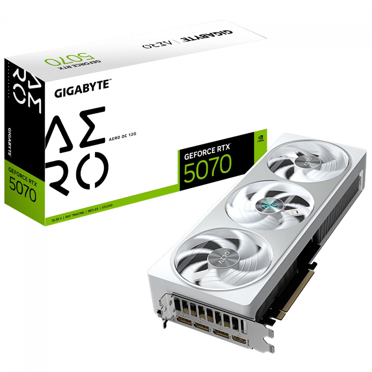 Placa de Vídeo Gigabyte NVIDIA GeForce RTX 5070 AERO OC, 12GB, GDDR7, DLSS, Ray Tracing, GV ...