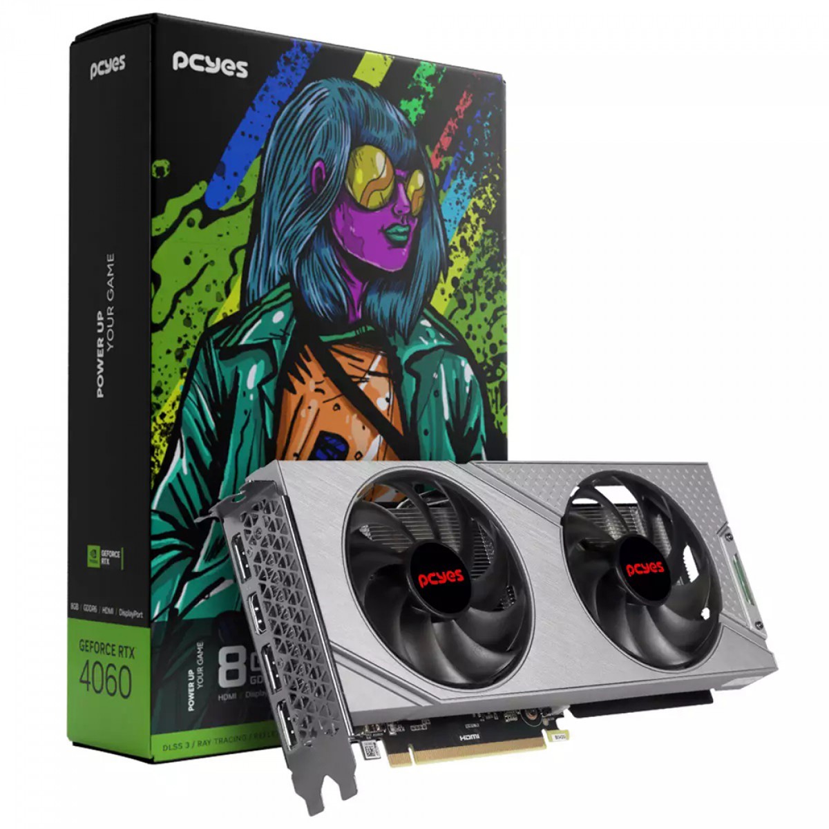 Placa de Vídeo PCYES NVIDIA GeForce RTX 4060, Dual Fan, 8GB, GDDR6 ...