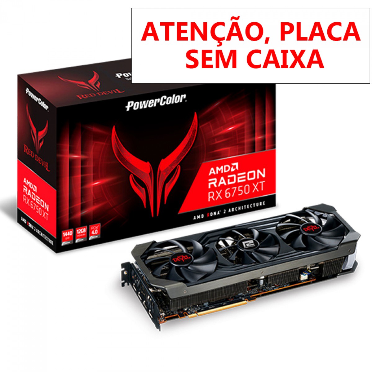 Placa de Vídeo PowerColor Red Devil Radeon RX 6750 XT, 12GB, GDDR6, FSR ...