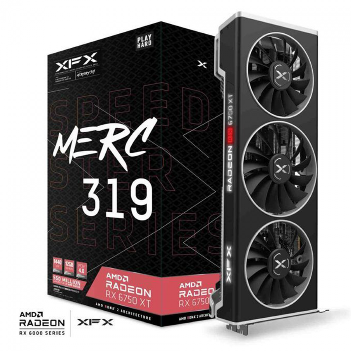 Placa de Vídeo XFX AMD Radeon RX 6750 XT Speedster MERC 319, 12GB ...