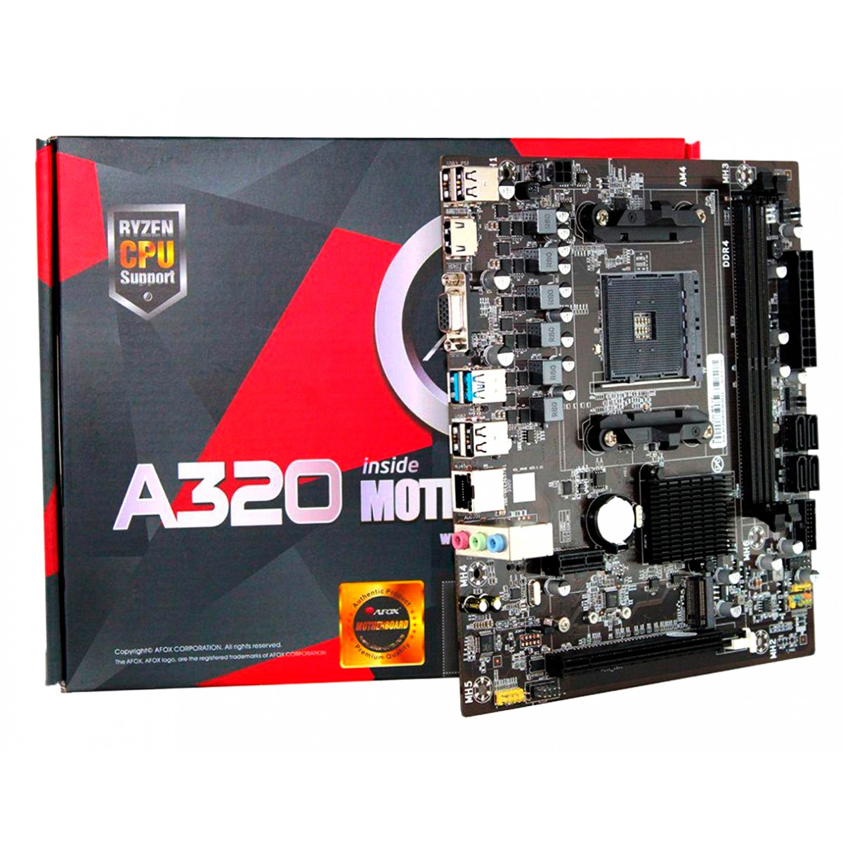 Placa Mãe Afox, A320, Chipset A320, AMD AM4, mATX, DDR4, A320-MA-V2